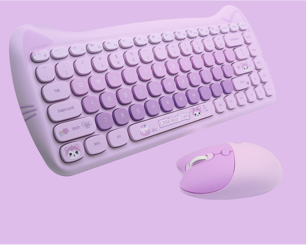 2024 New Arrival！Meow Meow-Max Milk tea color Purple Wireless Keyboard ...