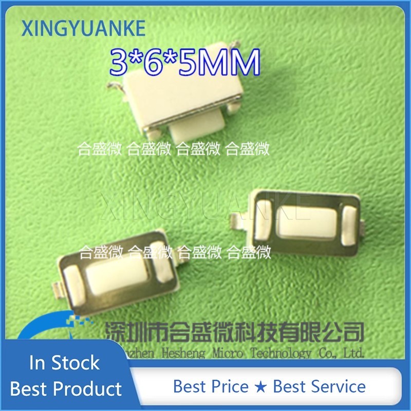 100PCS SMD 2Pin Light Touch Switch 3*6*5MM White Surface Sticker Micro ...