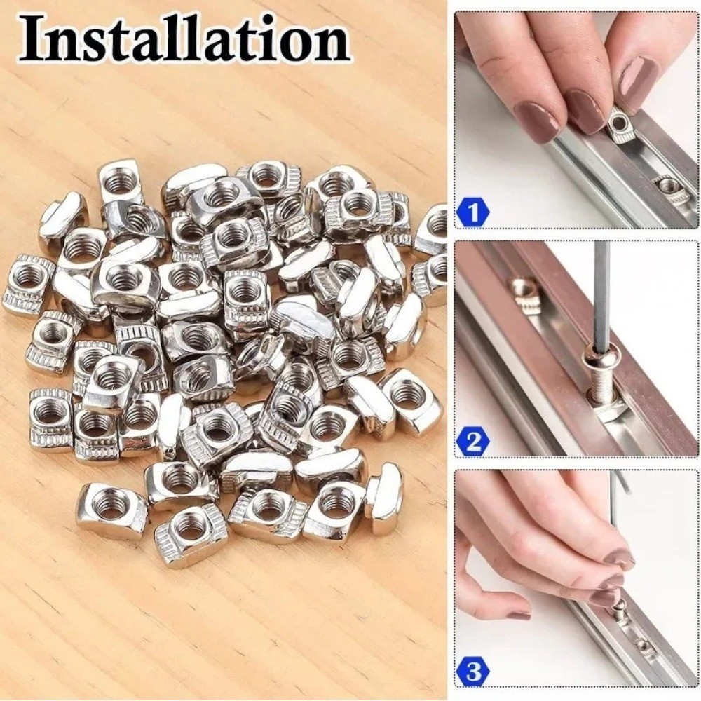 50Pcs T Nut Spring Slide Block - T-nut Sliding - Nut Fasten Connector ...