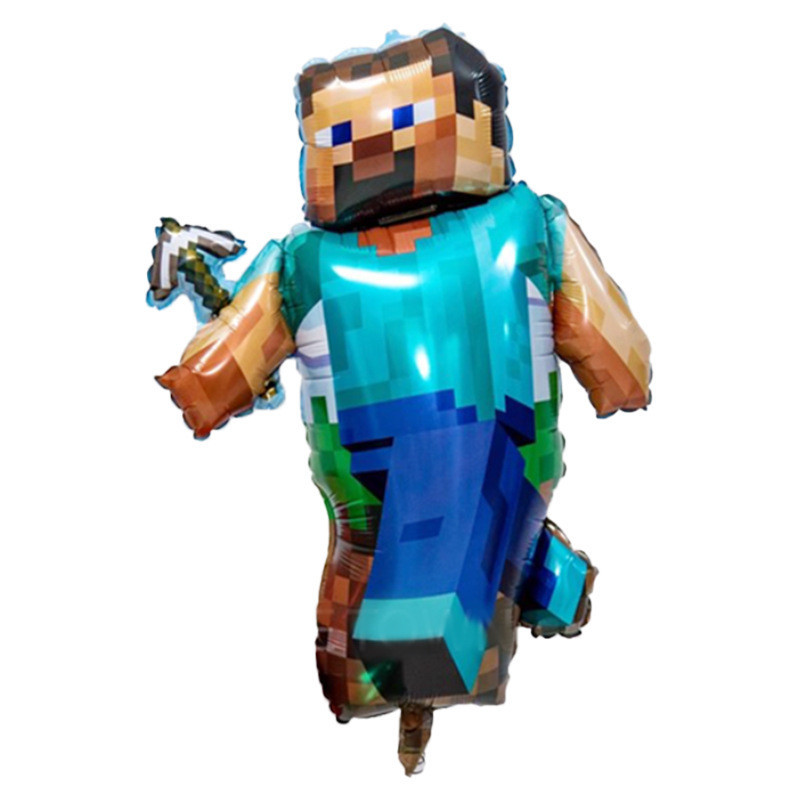 Minecraft Birthday Party Theme Foil Balloon Steve Alex Shape Balloon ...