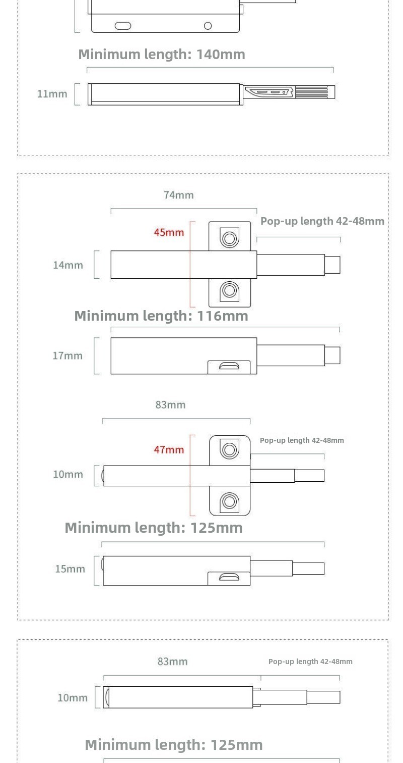 Concealed Push-Type Self-Ejecting Push Button No Handle Open Cabinet ...