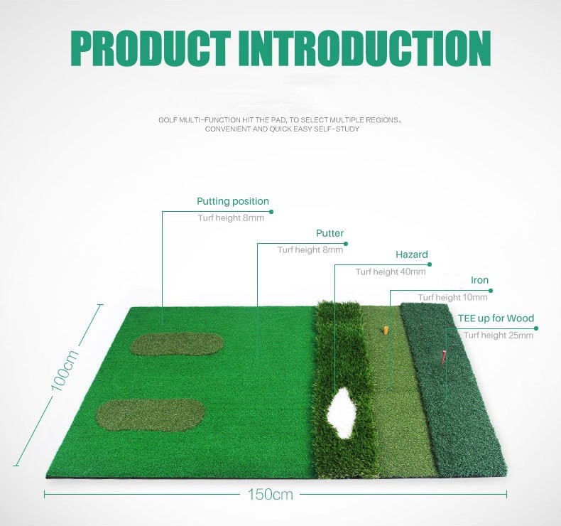 PGM 1m/1.2m by 1.5m nylon grass golf hitting mat - 4 in 1 driving range ...