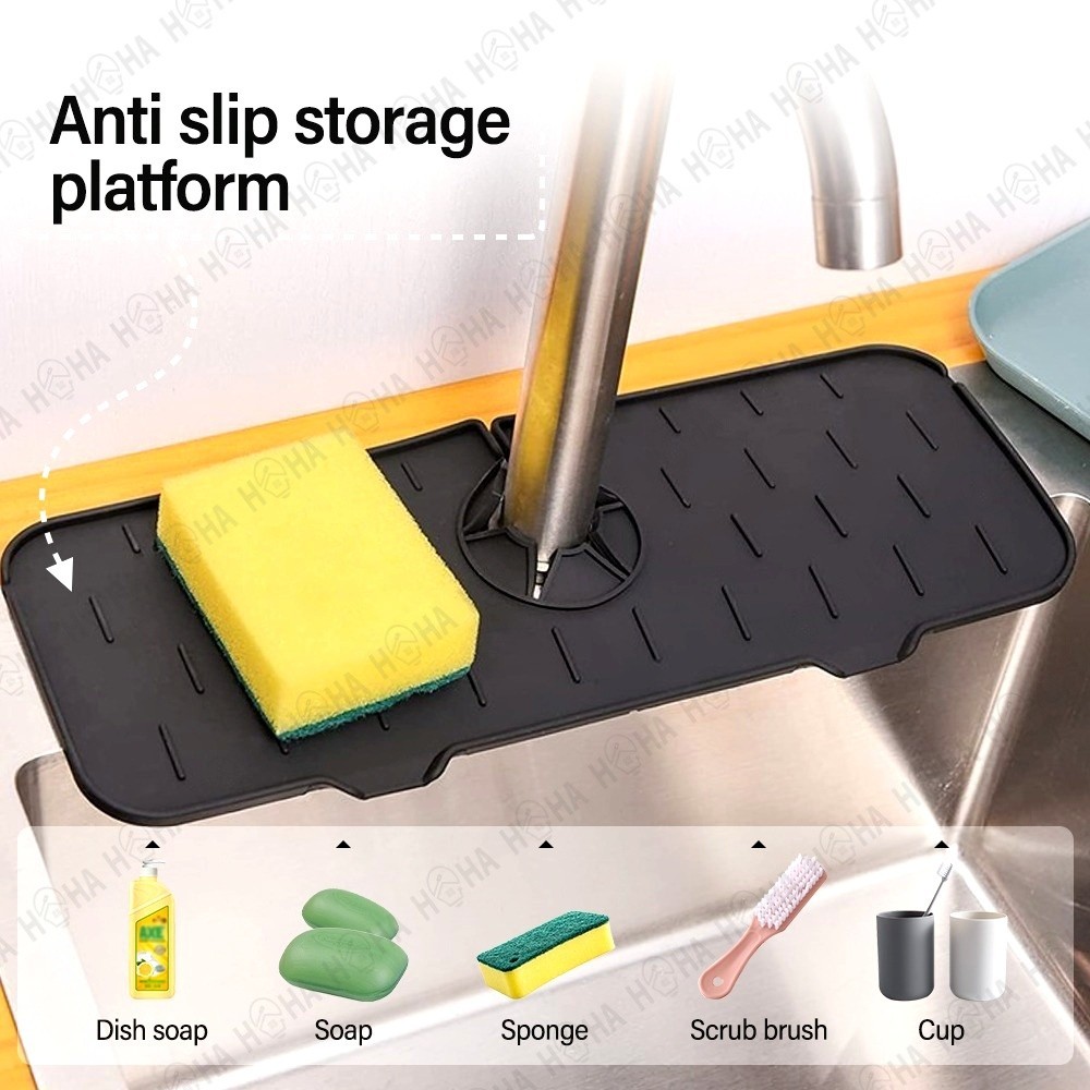 Soft Silicone Faucet Splash-proof Absorbent Mat Kitchen Countertop ...