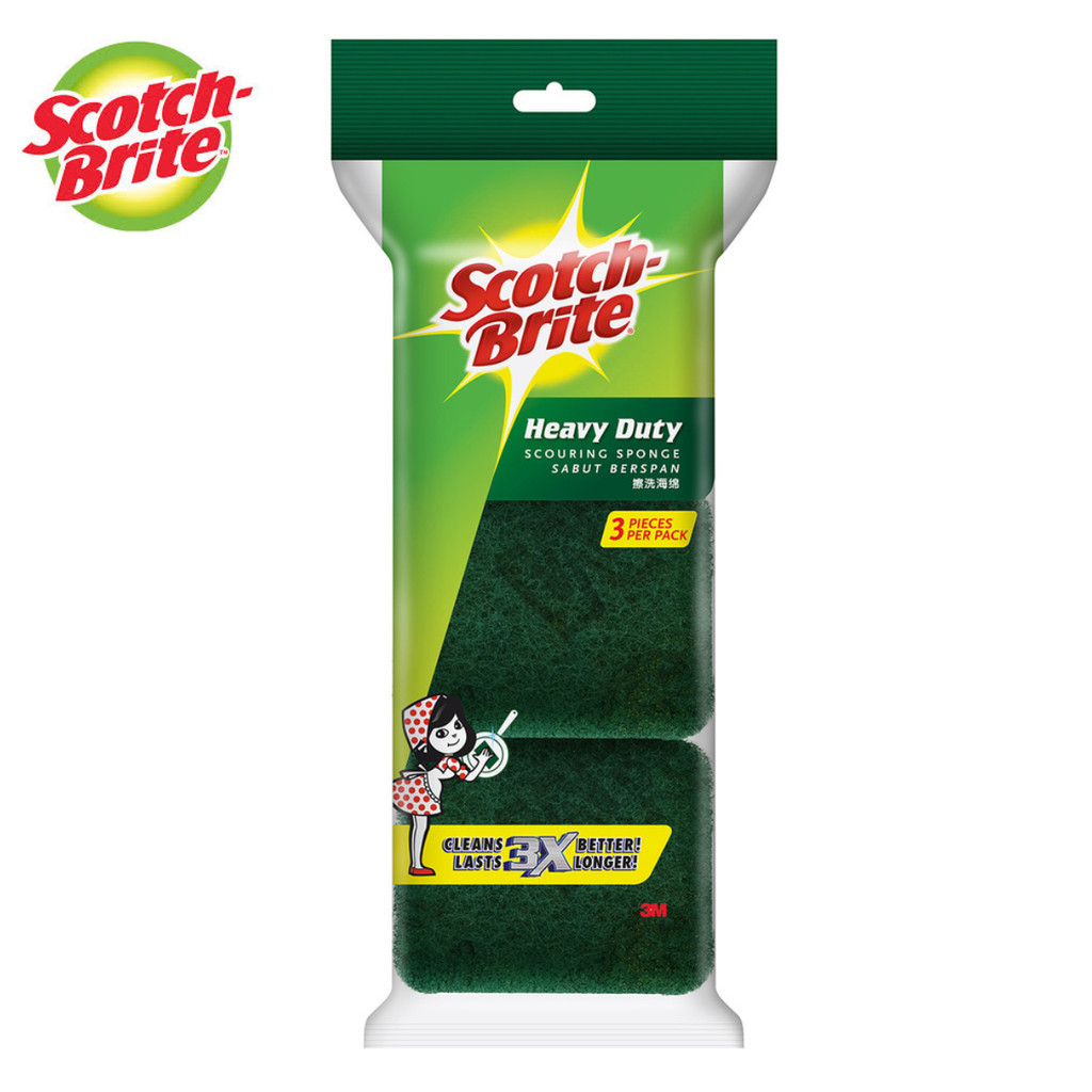 3M Scotch Brite Tough Clean Heavy Duty Scouring Scrub Sponge 3 pcs ...