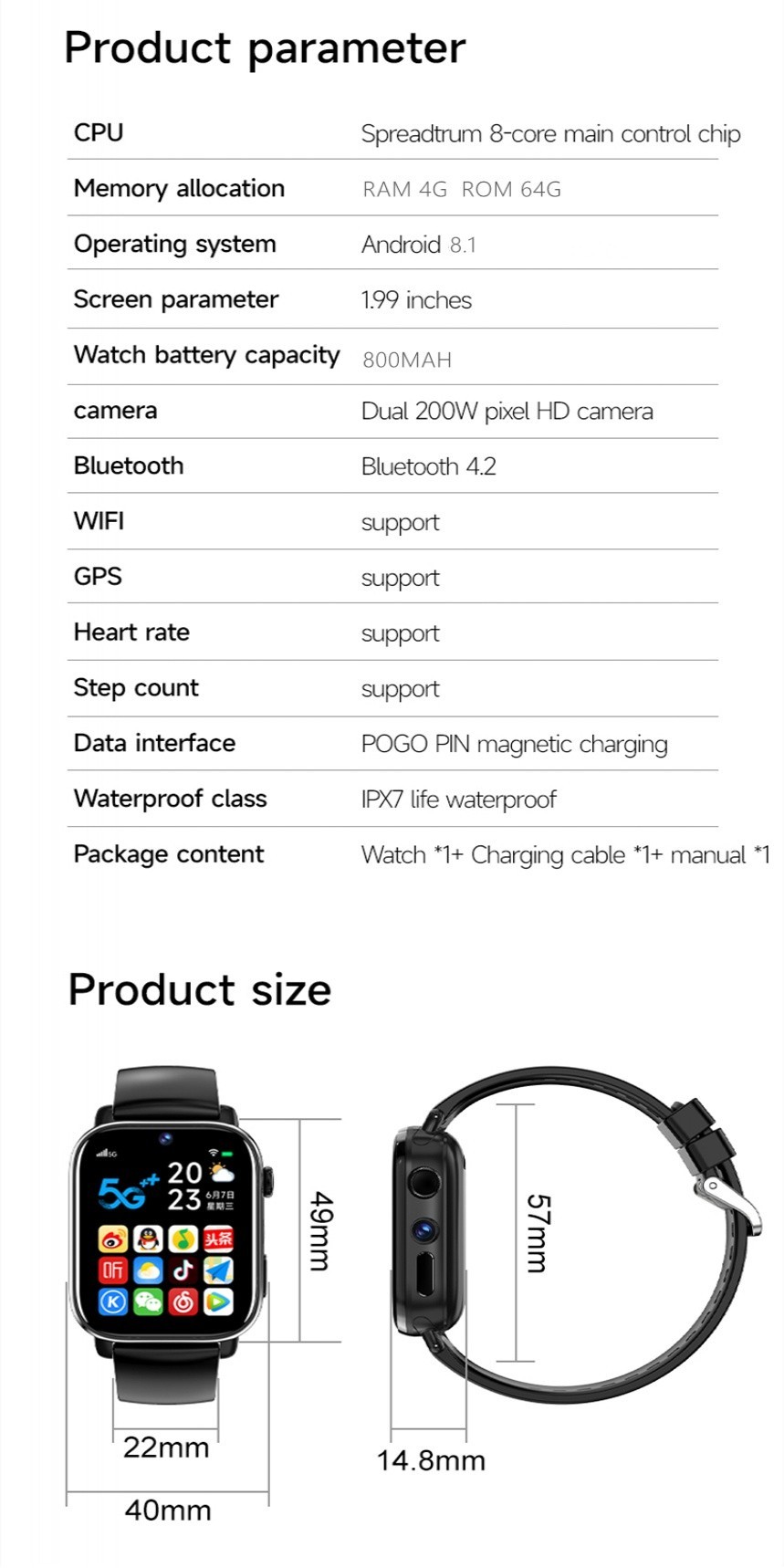 I1 4G Android smart watch with SIM card Solt and WiFi smartwatch 4G 4 ...