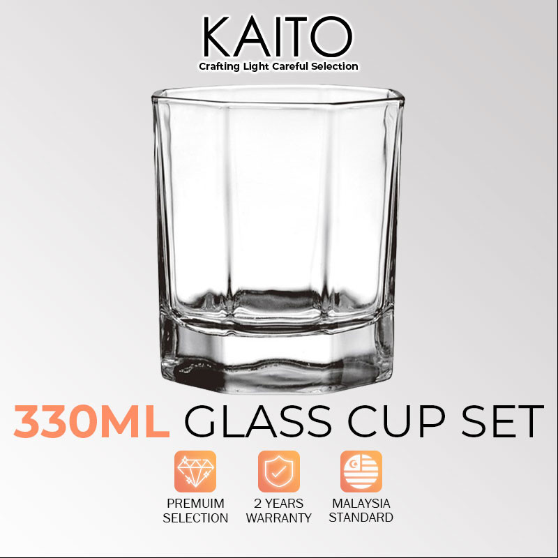 Glass Cup Set 6 Pcs High Quality Pyramid 330ml Glassware Volume Fancy ...
