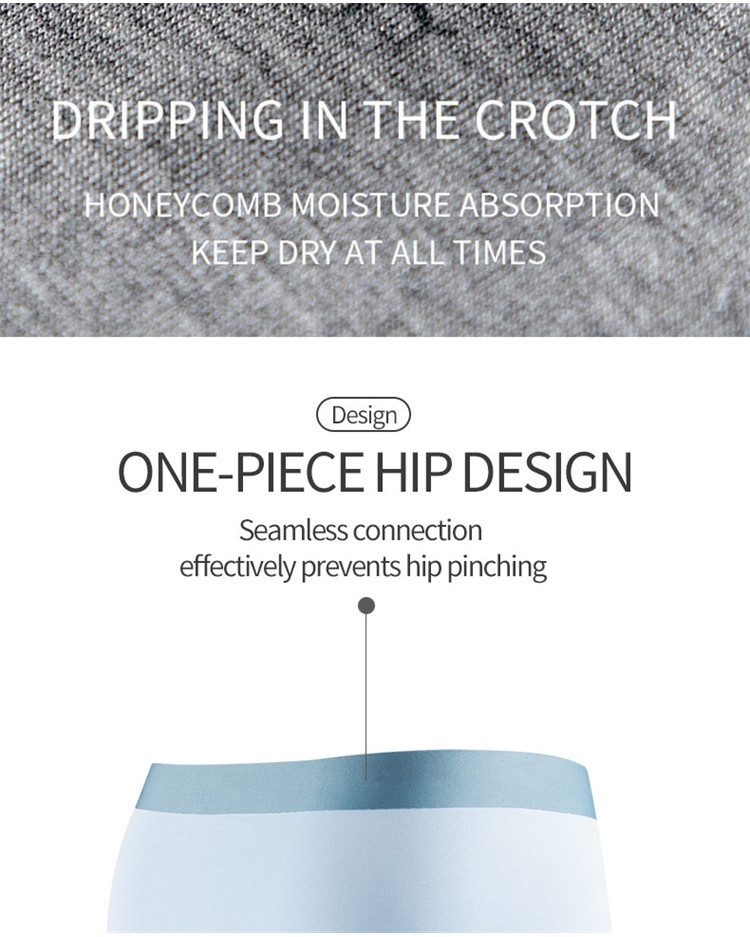 MiiOW 4Pcs Organic Cotton Men Boxers Antibacterial Innerwear Man Underwear Seamless Breathable ...