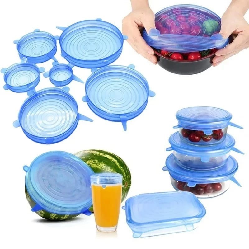 6Pcs/Set Stretchable Silicone Lid Cover Kitchen Food Lid Cover Lids ...