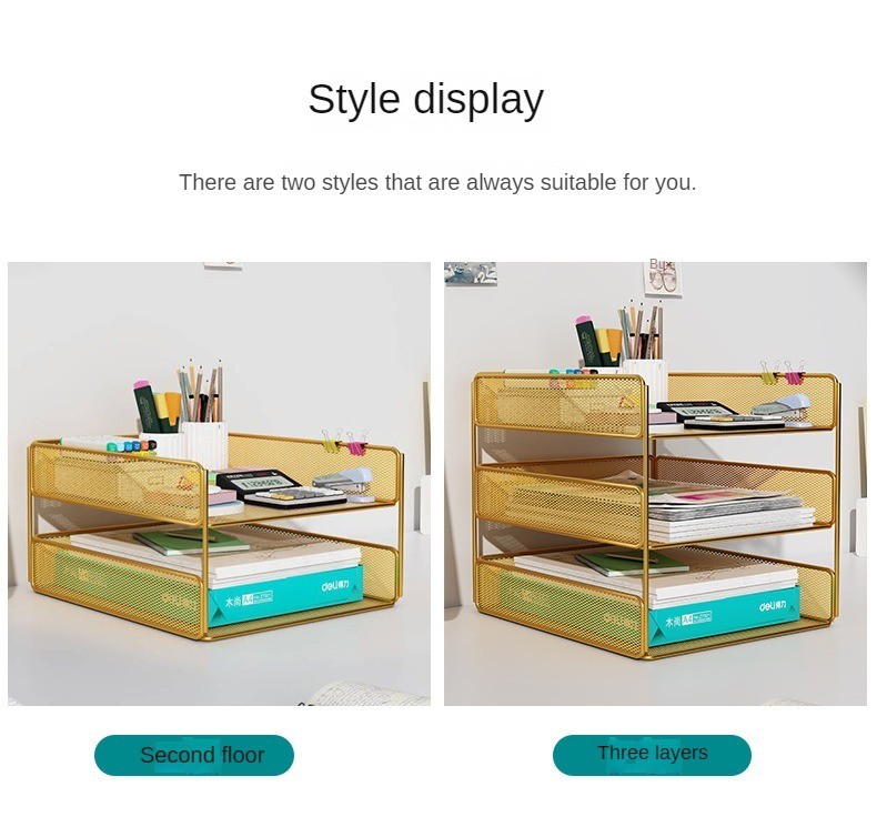 Desk Shelf File Storage Rack Book A4 Paper Storage Box Office Bookshelf ...