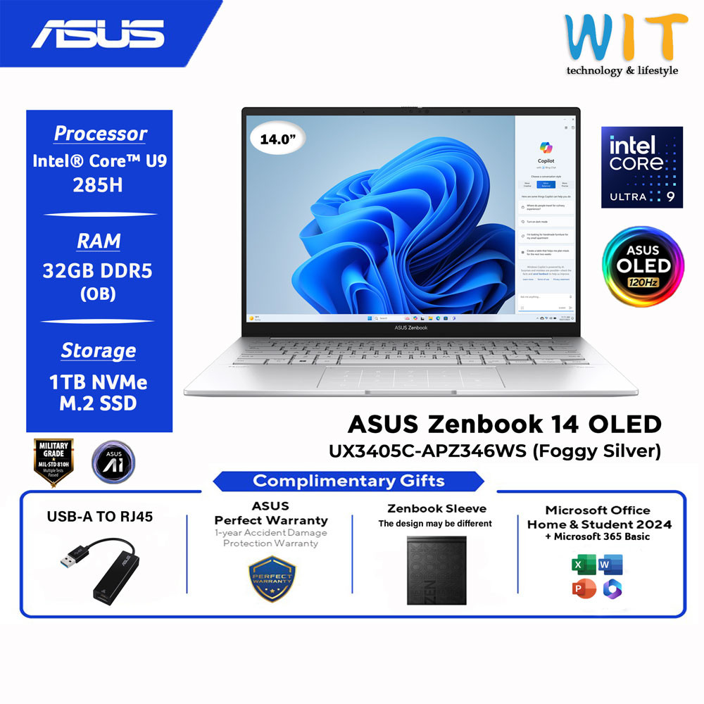 ASUS Zenbook 14 OLED UX3405C-APZ346WS /APZ348WS (Intel Core Ultra 9 ...