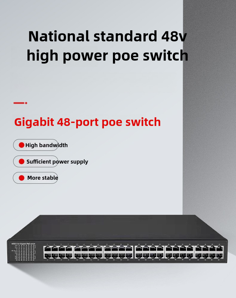 Gigabit 48-Port POE Power Supply Switch Standard 48V Camera Network Optical Fiber Switch ...