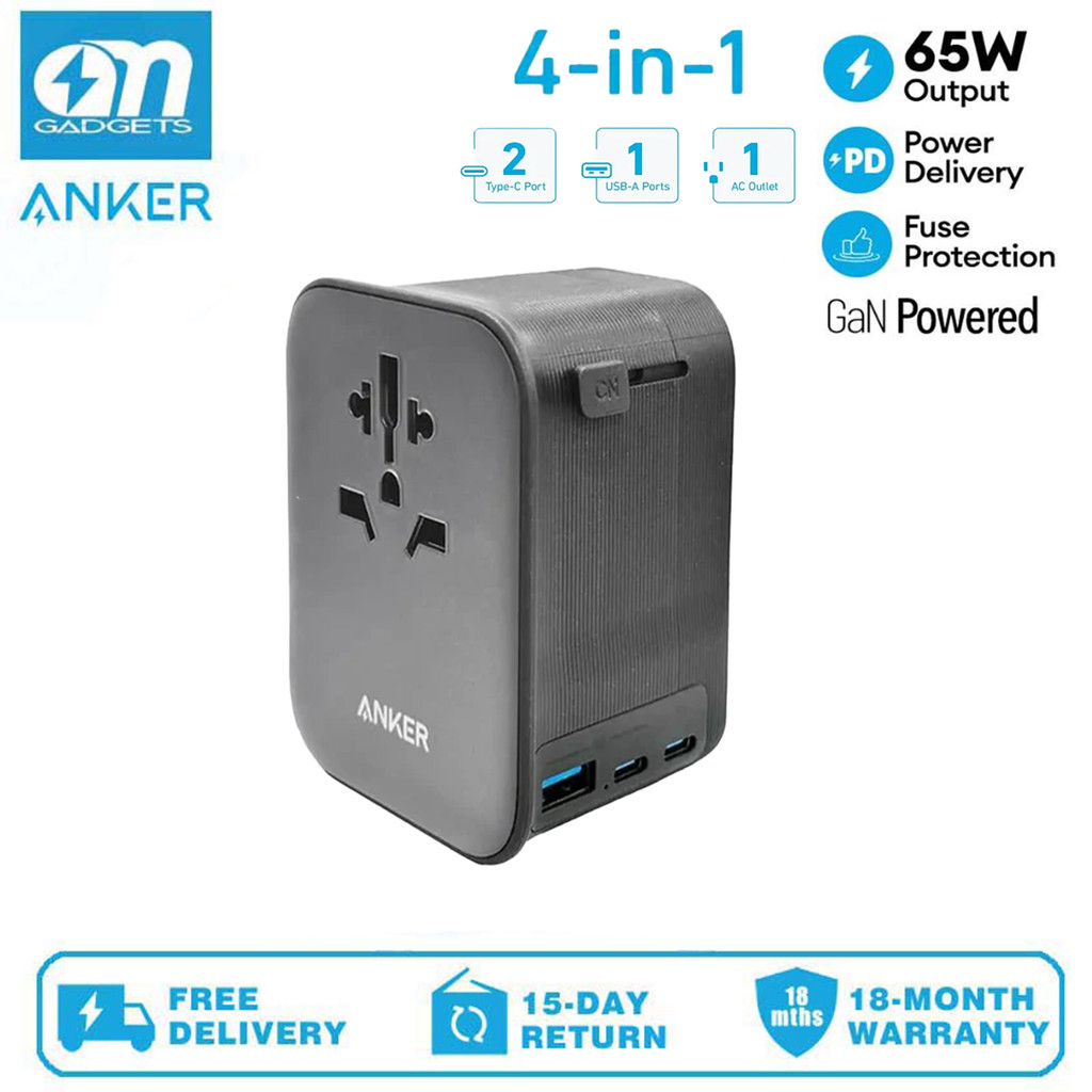Anker A9213 PowerExtend Travel Adapter 65W GaN 4in1 With Type C Fast ...