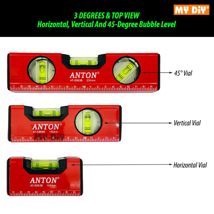 MYDIYSDNBHD - ANTON MINI PREMIUM MAGNETIC SPIRIT LEVEL RULER 4" 6" 8 ...