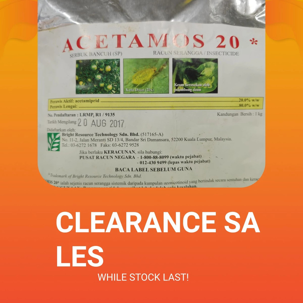 Bright Resouces Acetamos 20SP 1kg Racun Serangga Pesticide Acetamiprid Bena Hijau / Nyamuk Hijau ...