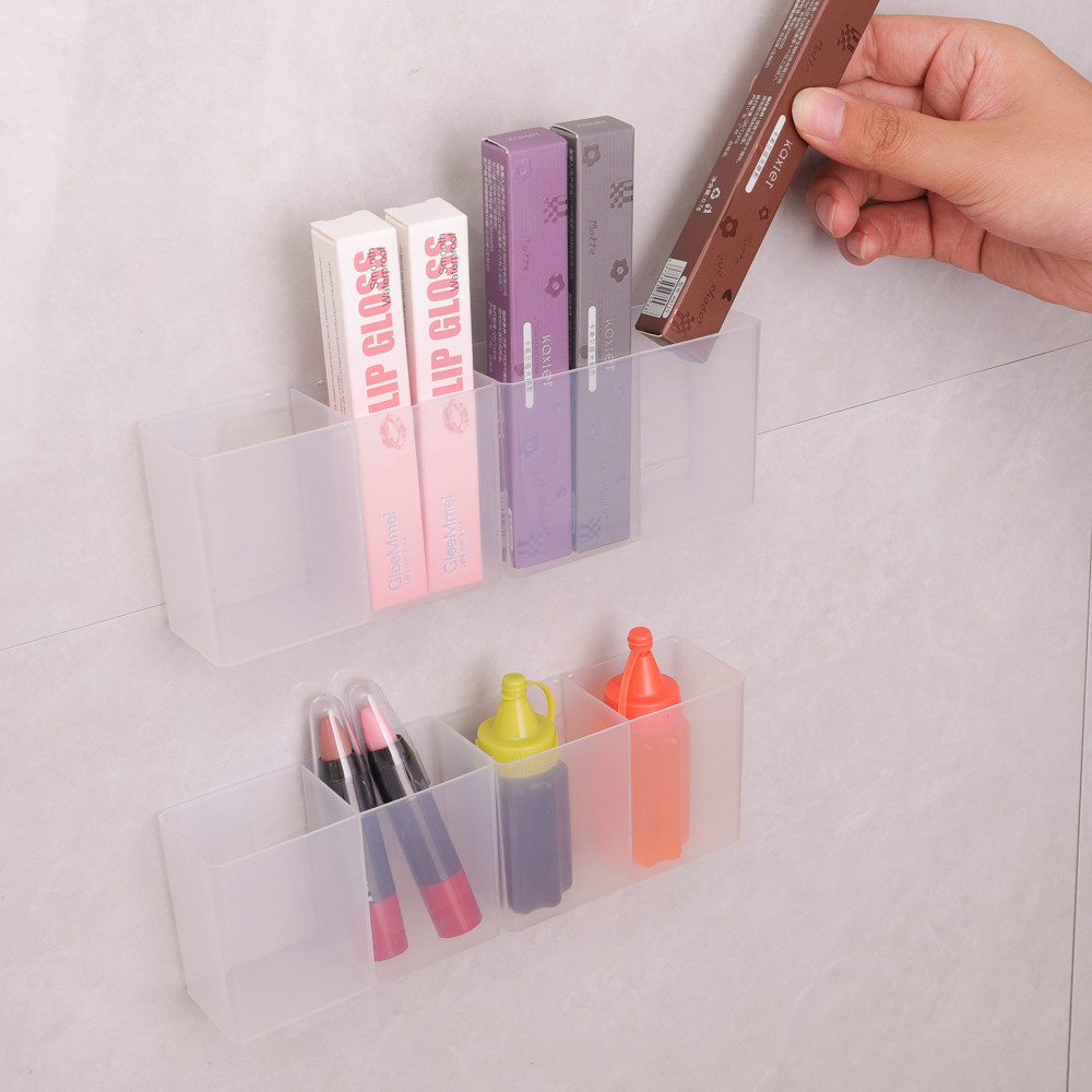 2/3 Pcs Portable Wall Mounted 2 Grids Transparent Plastic Storage Box ...