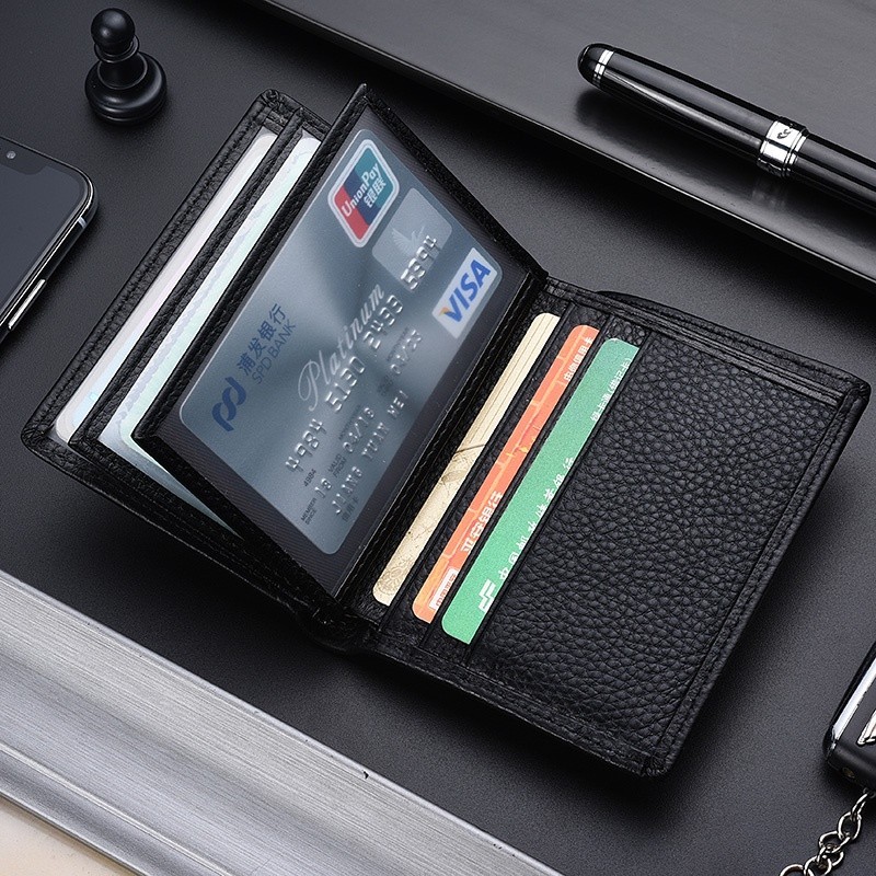 Genuine Leather with Driving Permit and ID Card Slots Men Wallet Multi ...