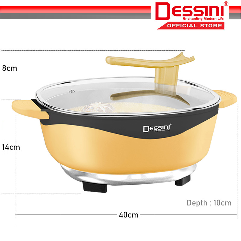 DESSINI ITALY Electric Cooker Steamboat Hot Pot Casserole Non Stick ...