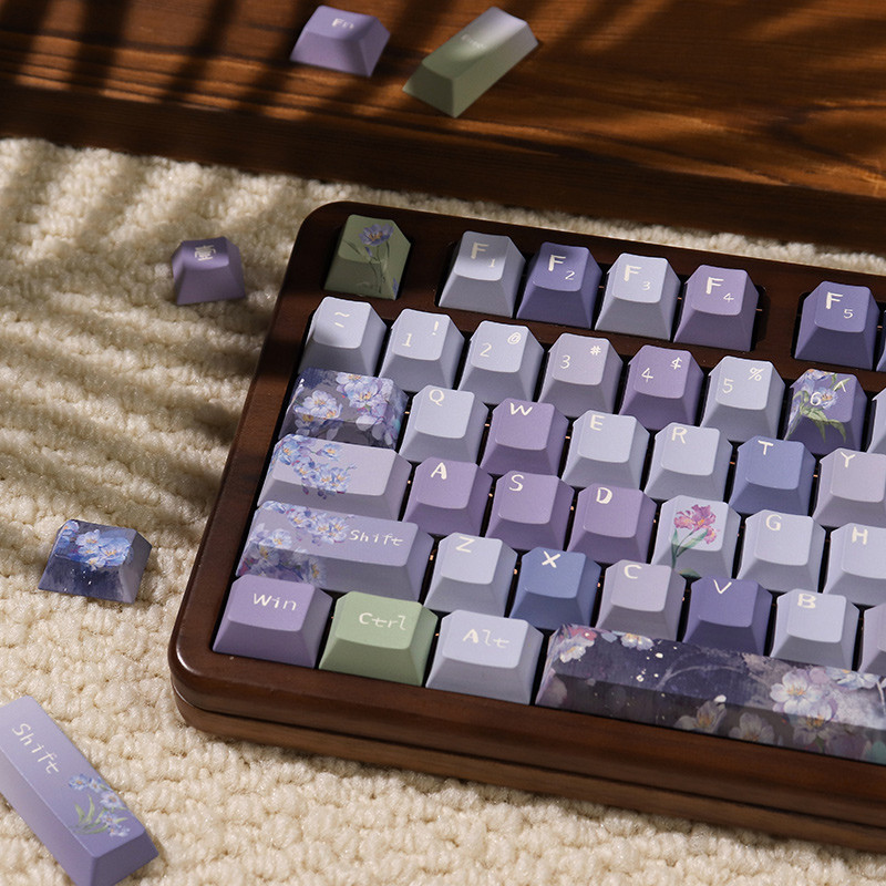 YongQiu Original Purple flower Keycaps thick PBT Cherry / URE Profile ...