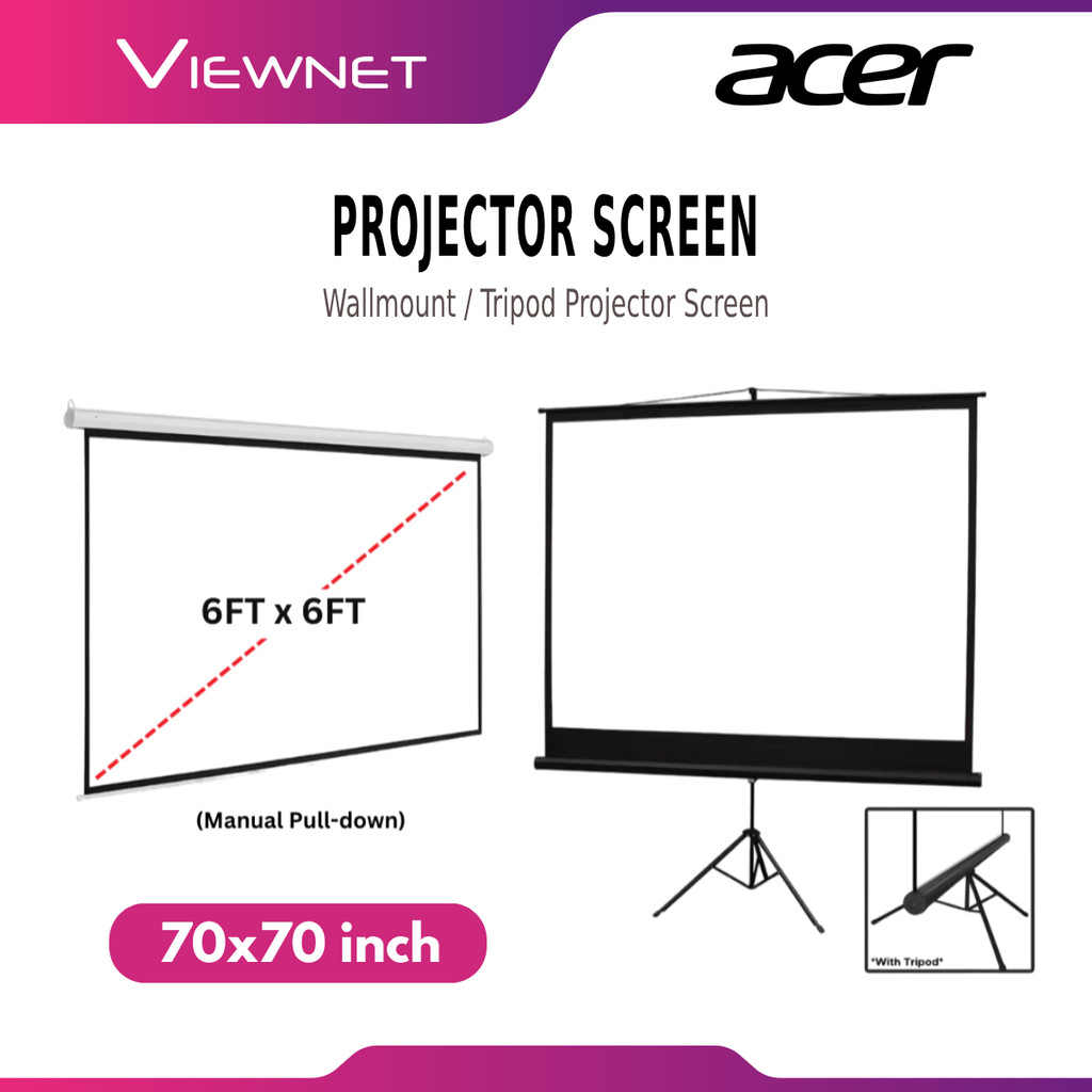 ACER WALL SCREEN / TRIPOD SCREEN PORTABLE PROJECTOR SCREEN FOR LED/LCD ...