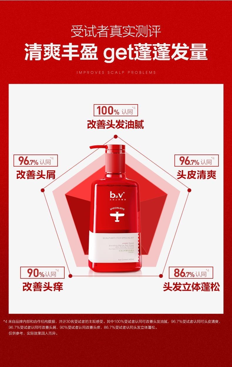 B2v Red Algae Silicone-Free Shampoo Conditioner Set Anti-Itching Oil ...