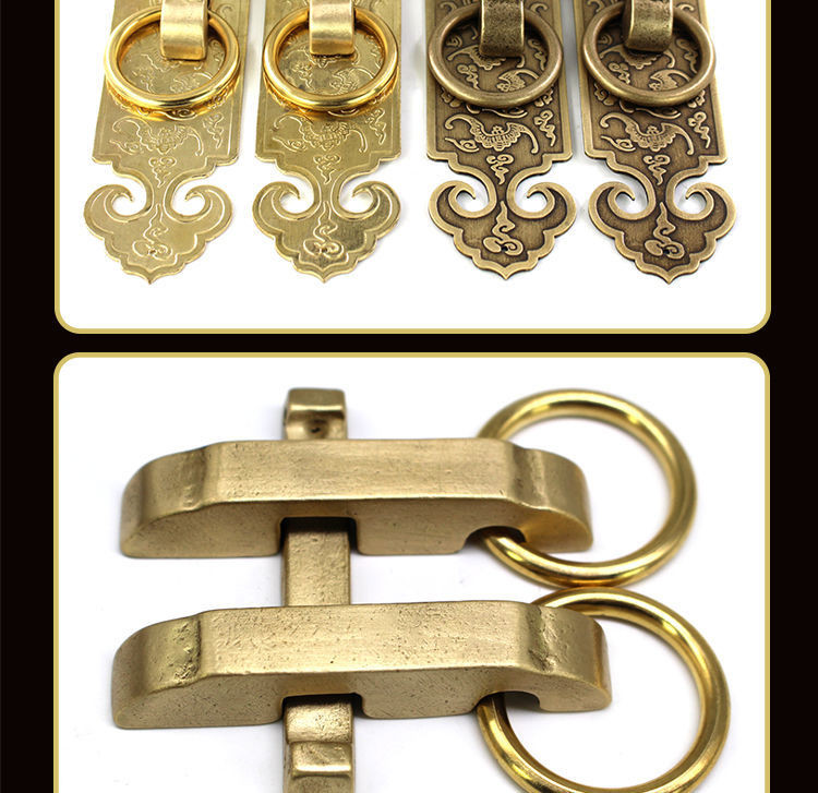 Latch Chinese Style Cabinet Door Pure Copper Handle Antique Door Window ...