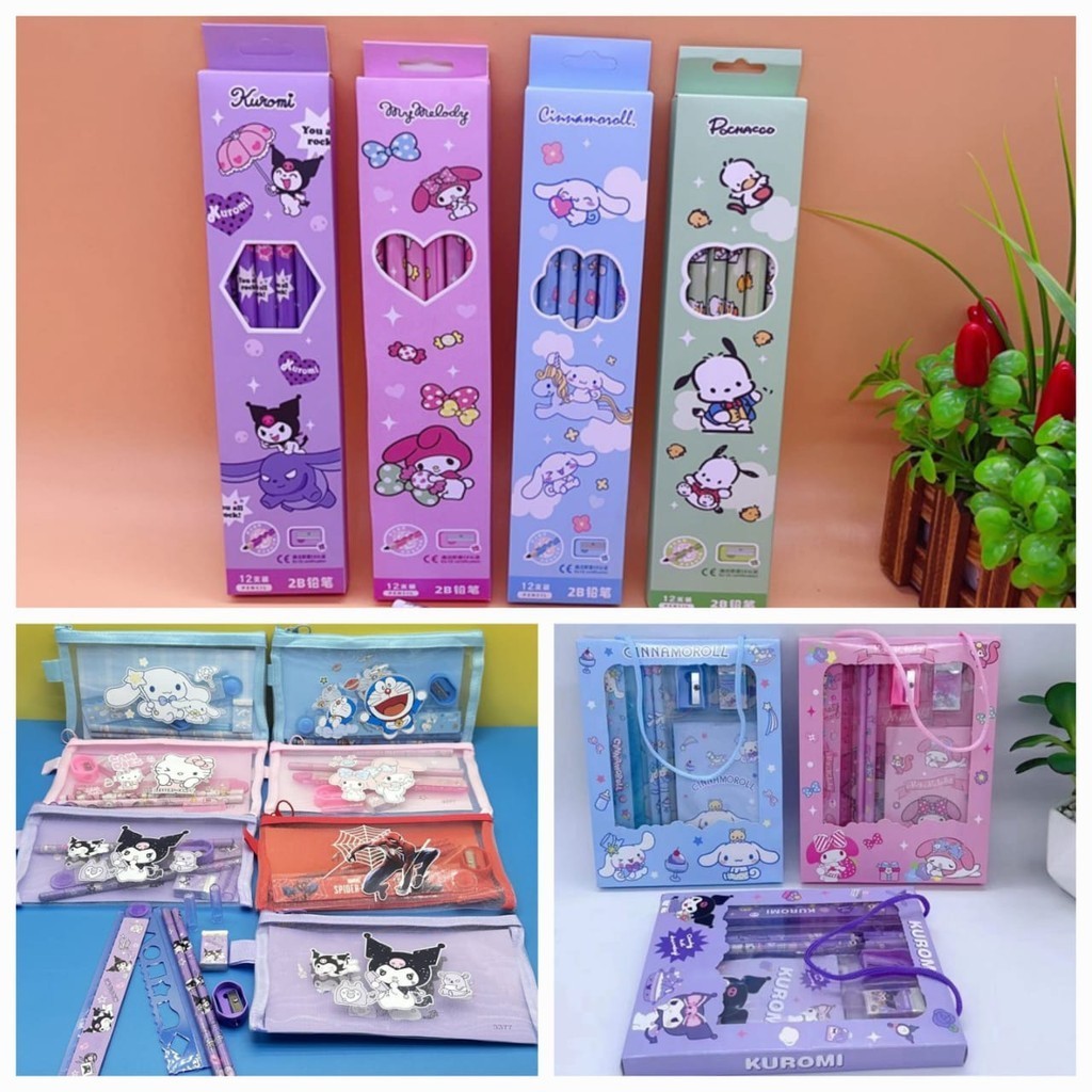 Sanrio Pencil Gift Set kuromi Stationery Set pencils, ruler, notebook ...