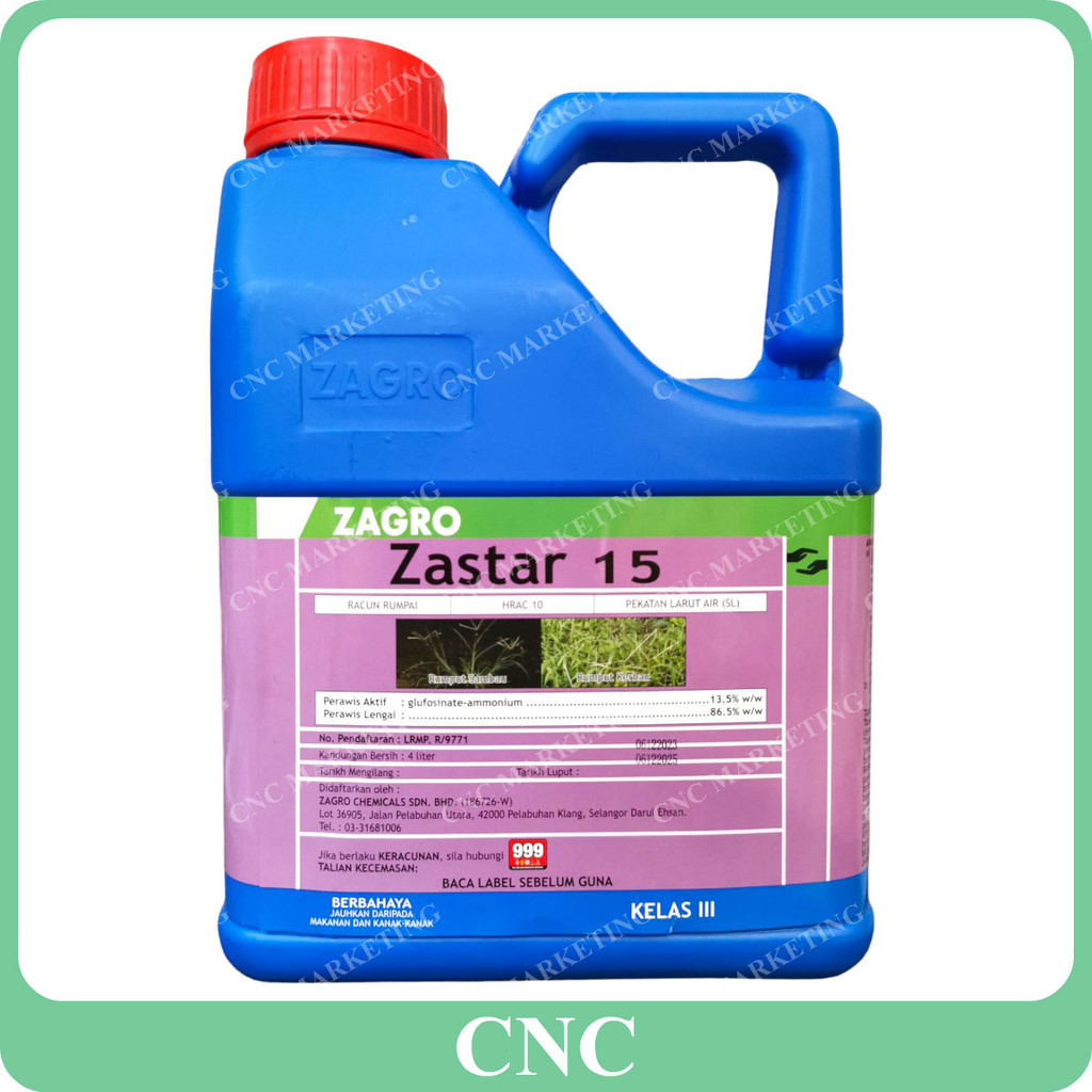 4L ZASTAR 15 Glufosinate Ammonium 13.5% Racun Rumput Rumpai Herbicides ...