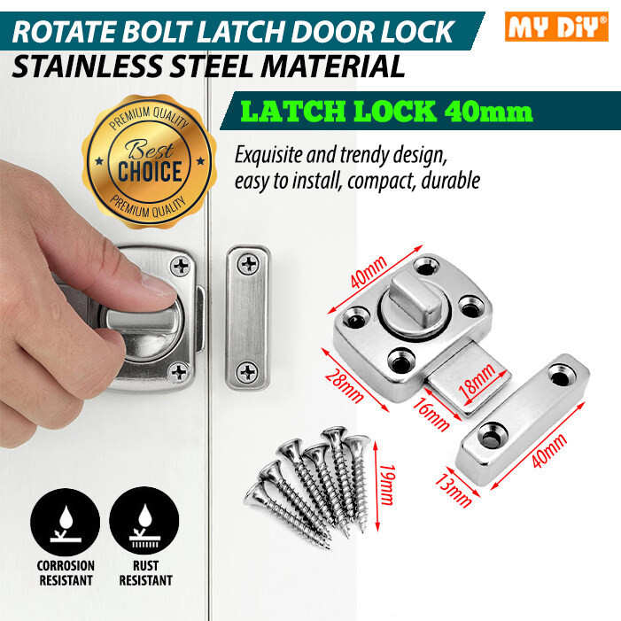 MYDIYHOMEDEPOT - STAINLESS STEEL ROTATE BOLT LATCH GATE DOOR LOCK 40MM ...