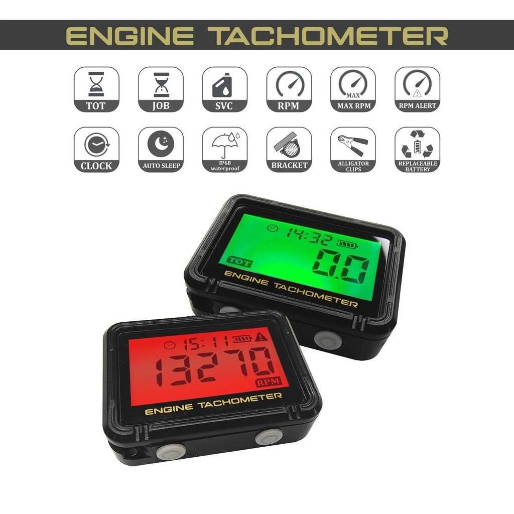 Huge Screen Tachometer Motorcycle Digital Engine Rpm Gauge Tach Hour ...