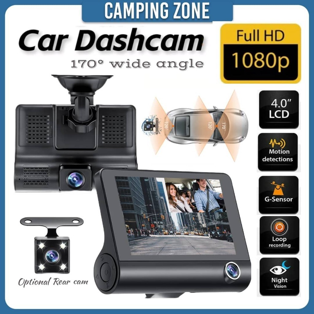 Full HD 1080P Car DVR 3Camera/2Camera Lens 4.0Inch 1080P Dash cam IPS ...