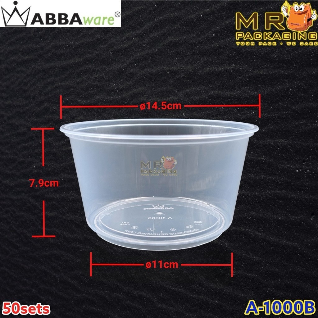 MS 1000B Microwaveable Round Container [ 50sets± ] 840 ml Bekas Bulat ...