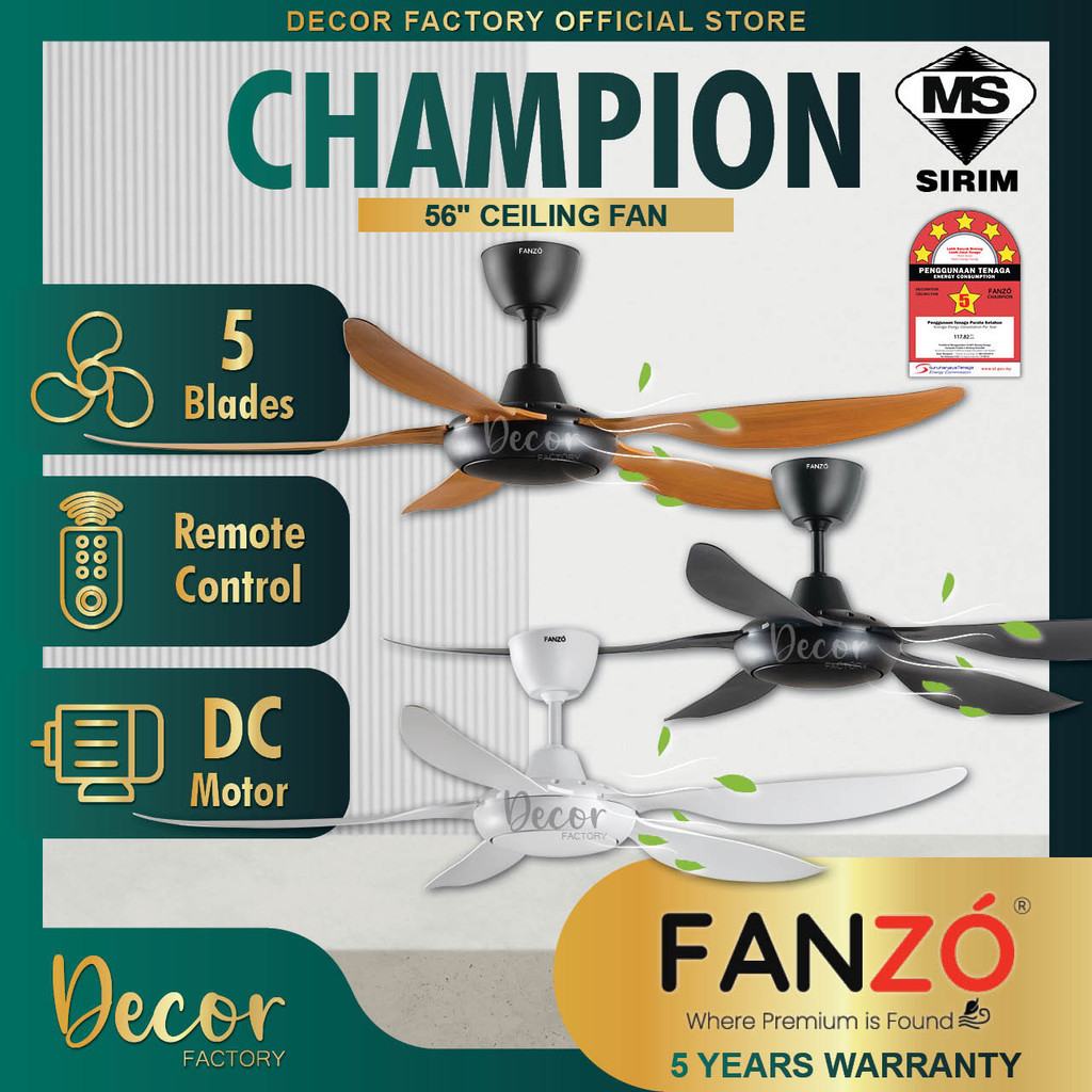 FANZÓ Fan FANZO CHAMPION Fan [NEW 2024] 56" 5 Blades 7 Speed DC Motor ...