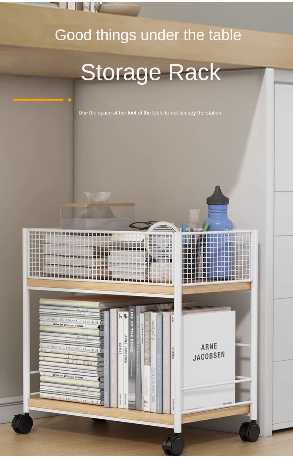 Movable Bookshelf Wheeled Desk Schoolbag Shelf Rack Floor-to-ceiling ...