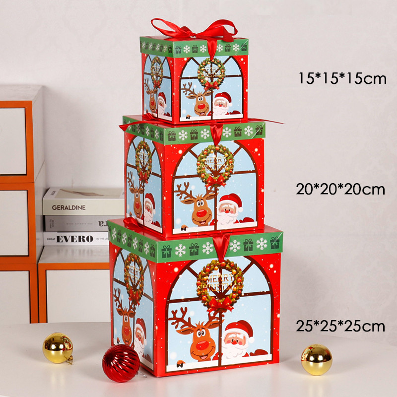 Christmas Gift Boxes Xmas Nesting Boxes with Lids in 3 Assorted Sizes ...