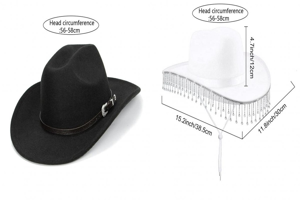 [WM] Men Wide-brimmed Hat Wide-brimmed Felt Hat Western Cowboy Hat with ...