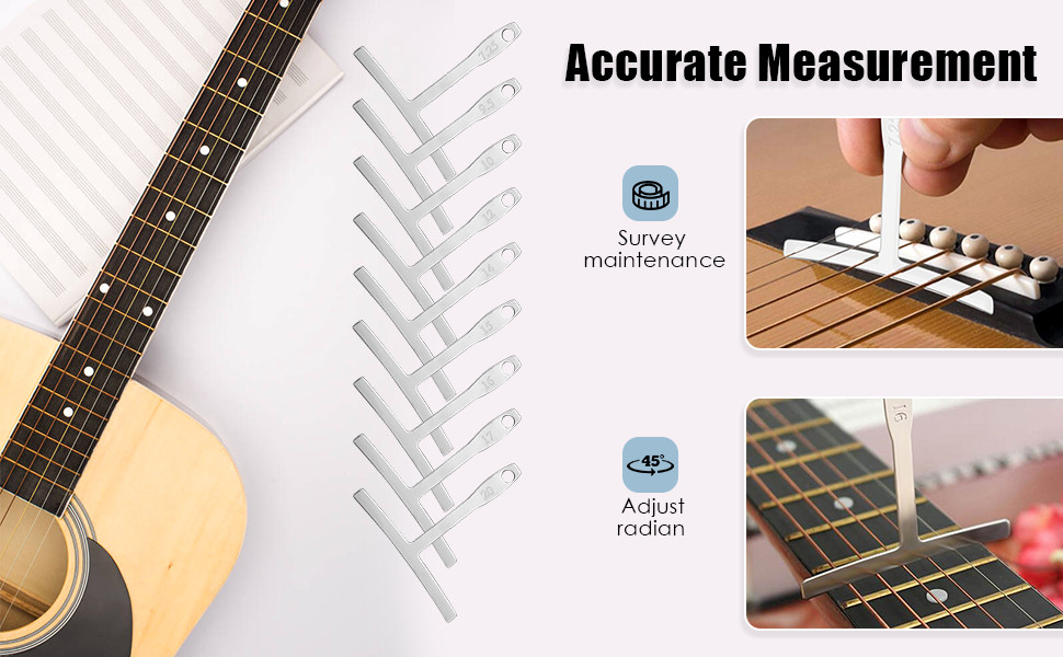 Dreamtop 9 Pcs Guitar Radius Gauge Under string Radius Gauge String Gauges Luthier Tools for ...
