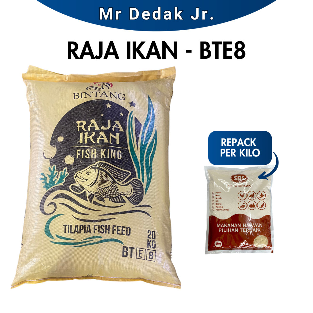 [1KG] [REPACK] RAJA IKAN | BTE8 | TILAPIA FISH FEED 18% | MAKANAN IKAN ...