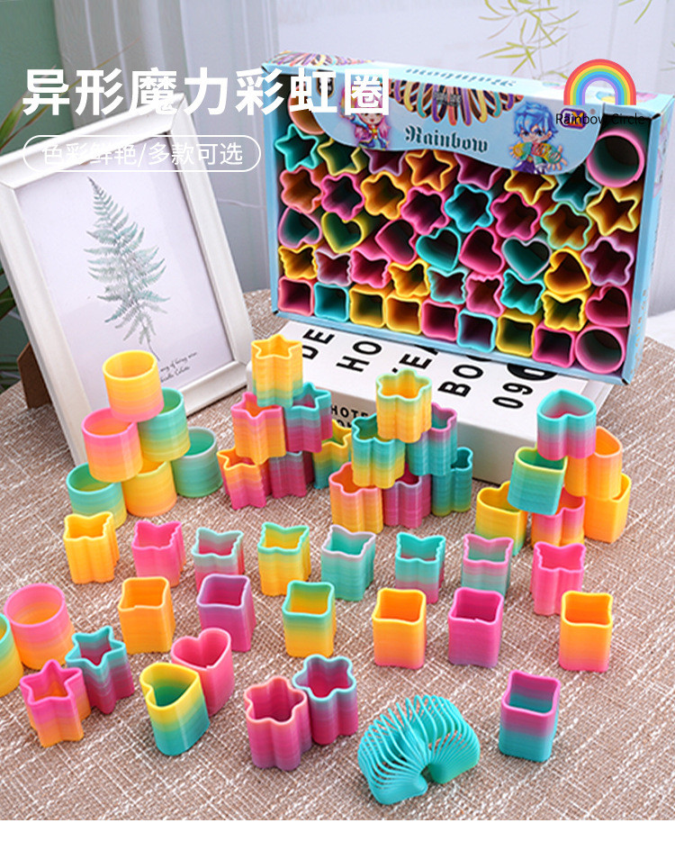Colorful Rainbow Magic Spring Toys Circle Spring Plastic Coil Spring ...