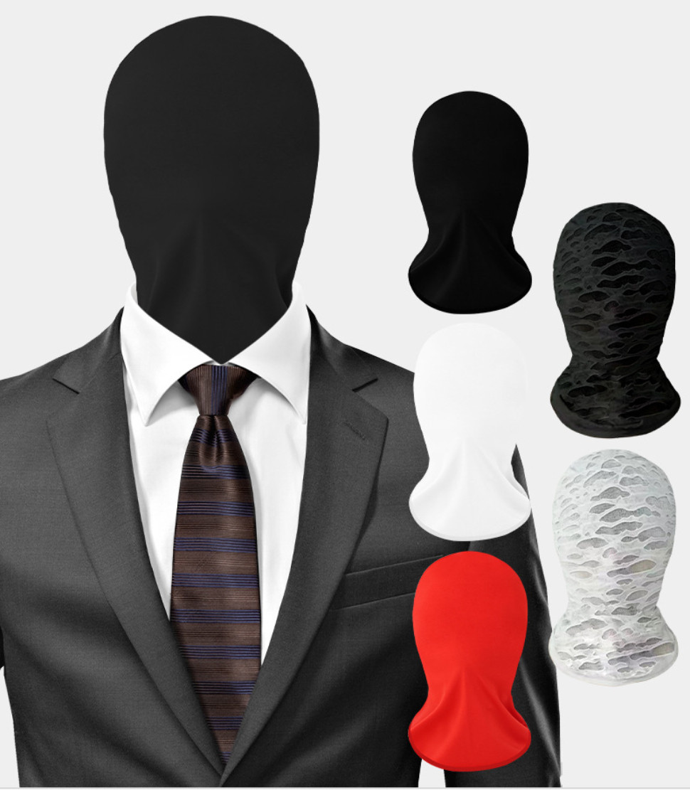 Full Face Mask Halloween Cosplay Adult Hood Faceless Morph Head Cloth ...