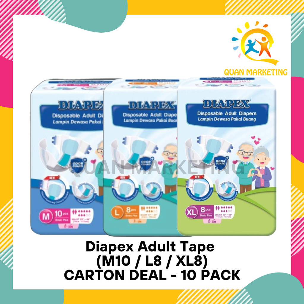Diapex Adult Tape Diapers M10/L8/XL8 - 10 Packs | Shopee Malaysia