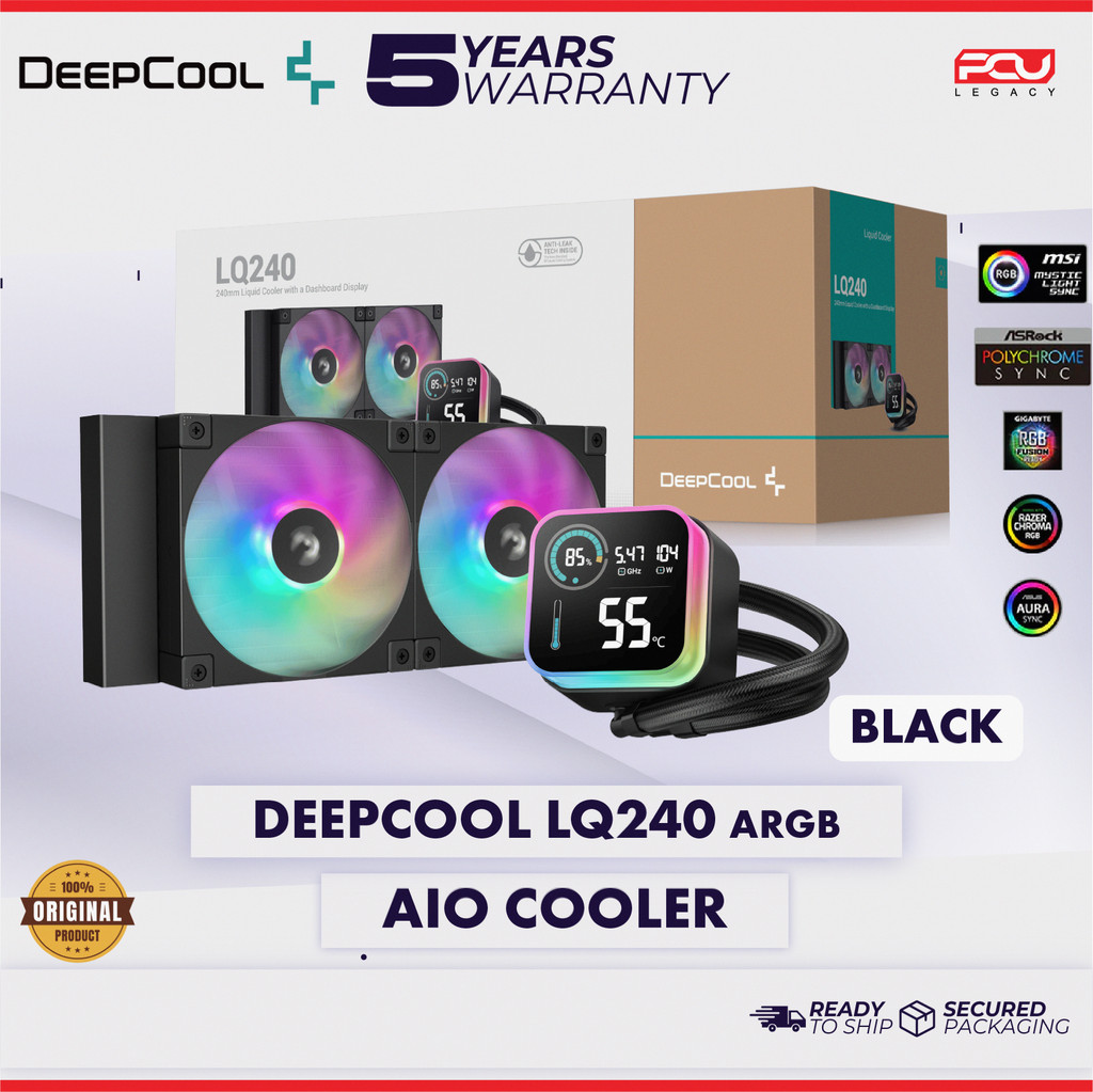 DEEPCOOL LQ240 ARGB AIO LIQUID COOLER - BLACK (5 YEARS WARRANTY) | Shopee Malaysia