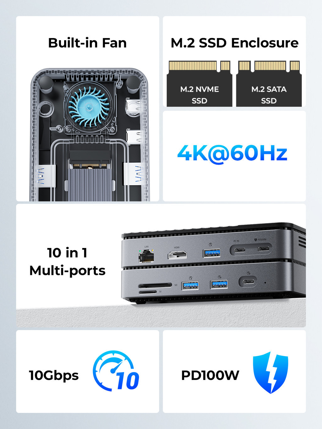 ORICO Docking Station External M.2 SSD Enclosure Compatible with M.2 ...