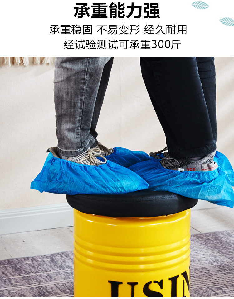 Iron Bucket Stool Iron Round Stool Backrest Chair Storage Paint Bucket ...