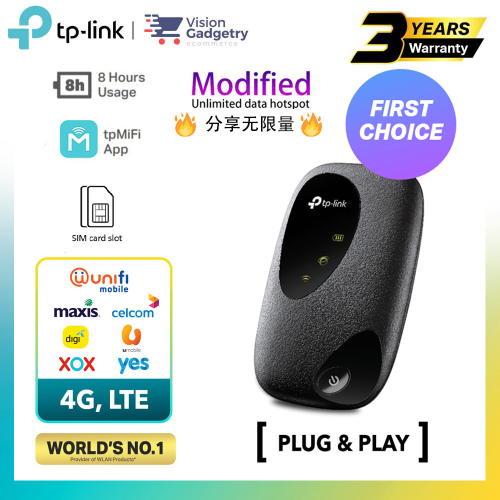 TP-Link M7000 Sim Card Mobile Mifi WiFi Router 4G LTE App Support Unlimited Modifed | Shopee ...