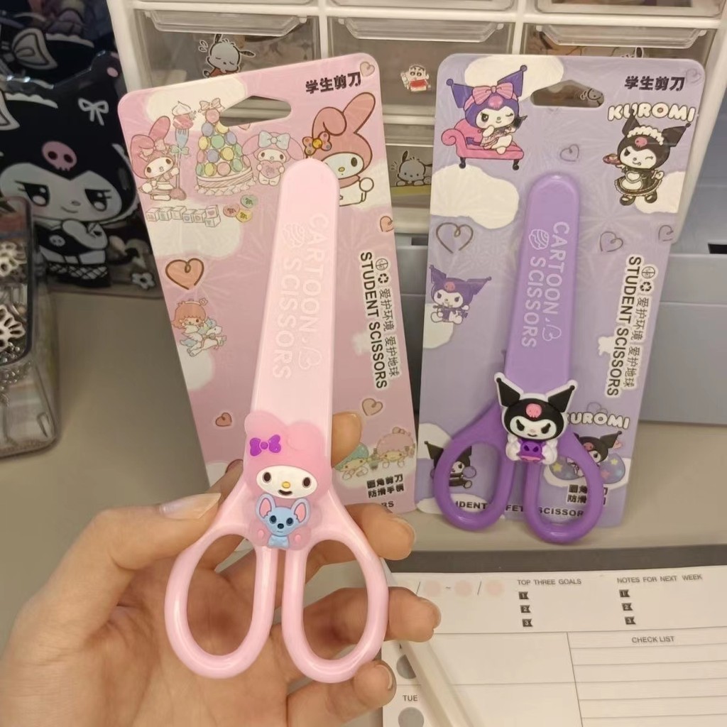 Kawaii Sanrio Safety Scissors with Cover Kuromi Hello Kitty My Melody ...