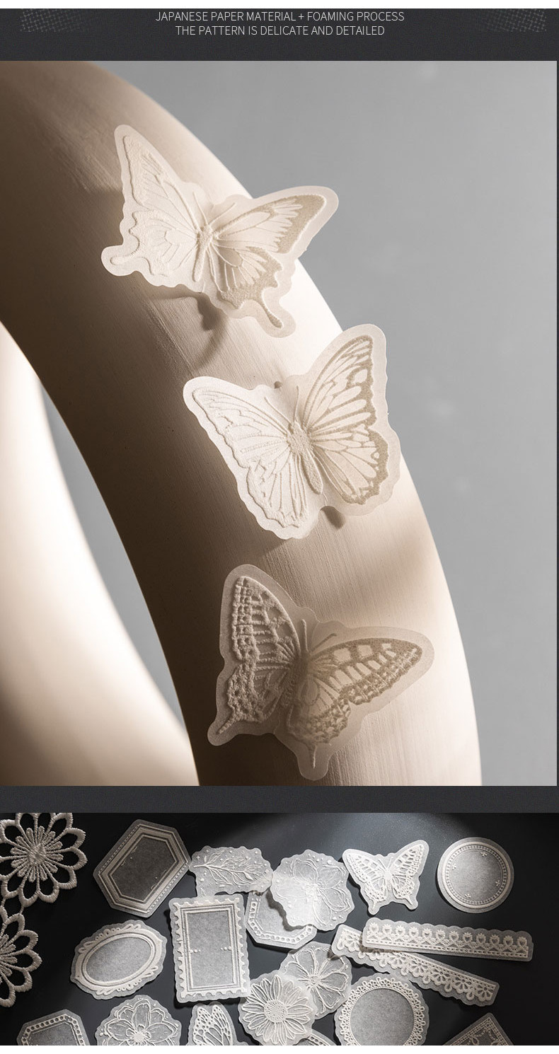 ENWEI 20 Pcs [White Fog Butterfly Series] Aesthetics Journal Stickers ...