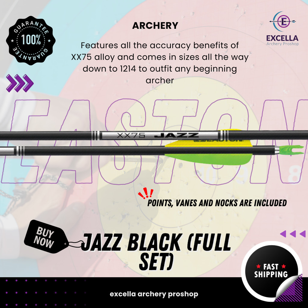 PRE-ORDER Easton Archery XX75 Jazz Black Full Set [ Shaft, Nock, Point ...