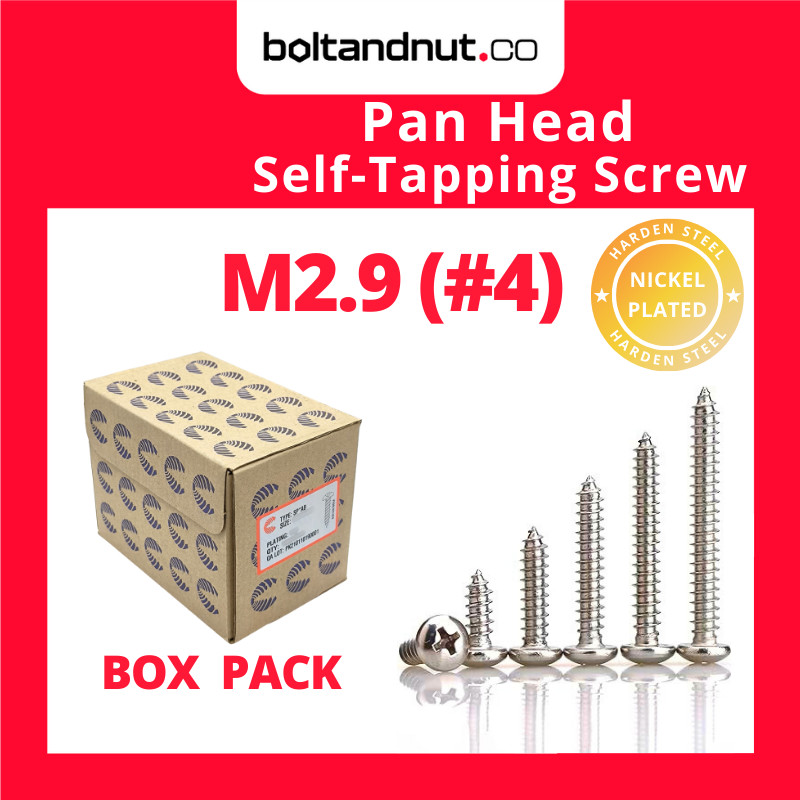 [BOX PACK] Phillips Pan Head Self Tapping Screw | Harden Steel | Nickel ...