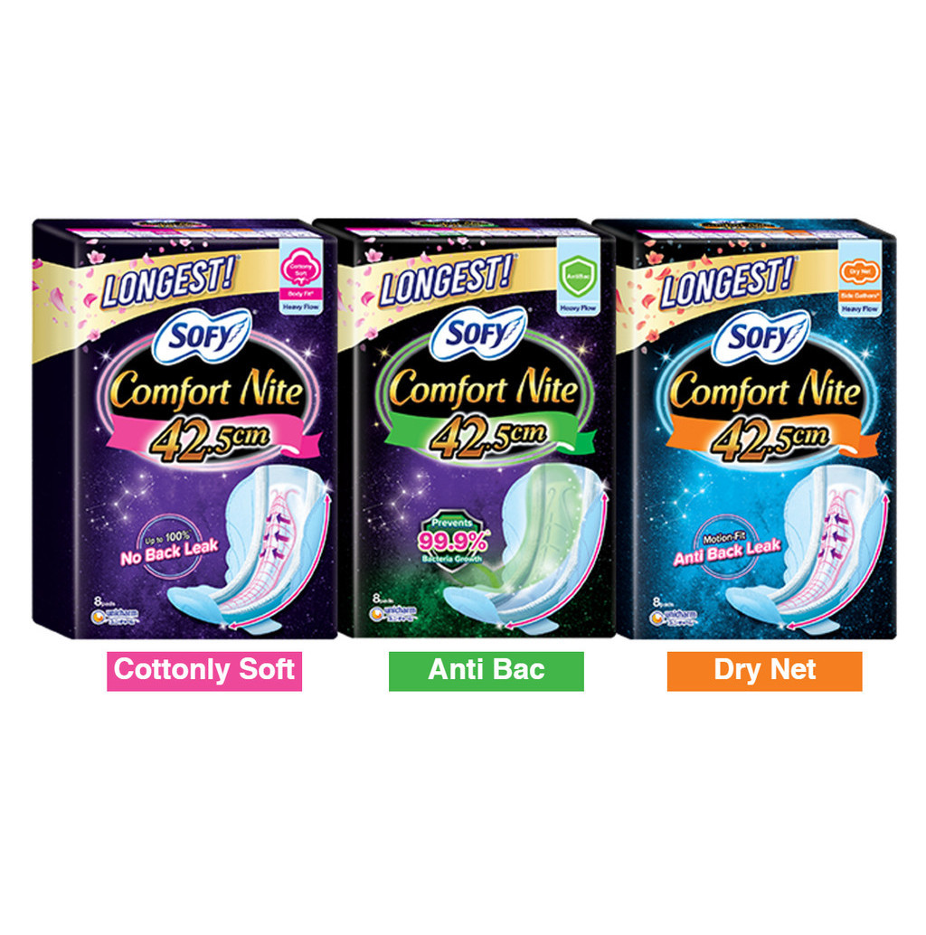 (FRESH BATCH) Sofy Comfort Nite Slim Wing Anti Bac Dry Net Period Pad Sanitary Pad 29cm 33cm 35 ...