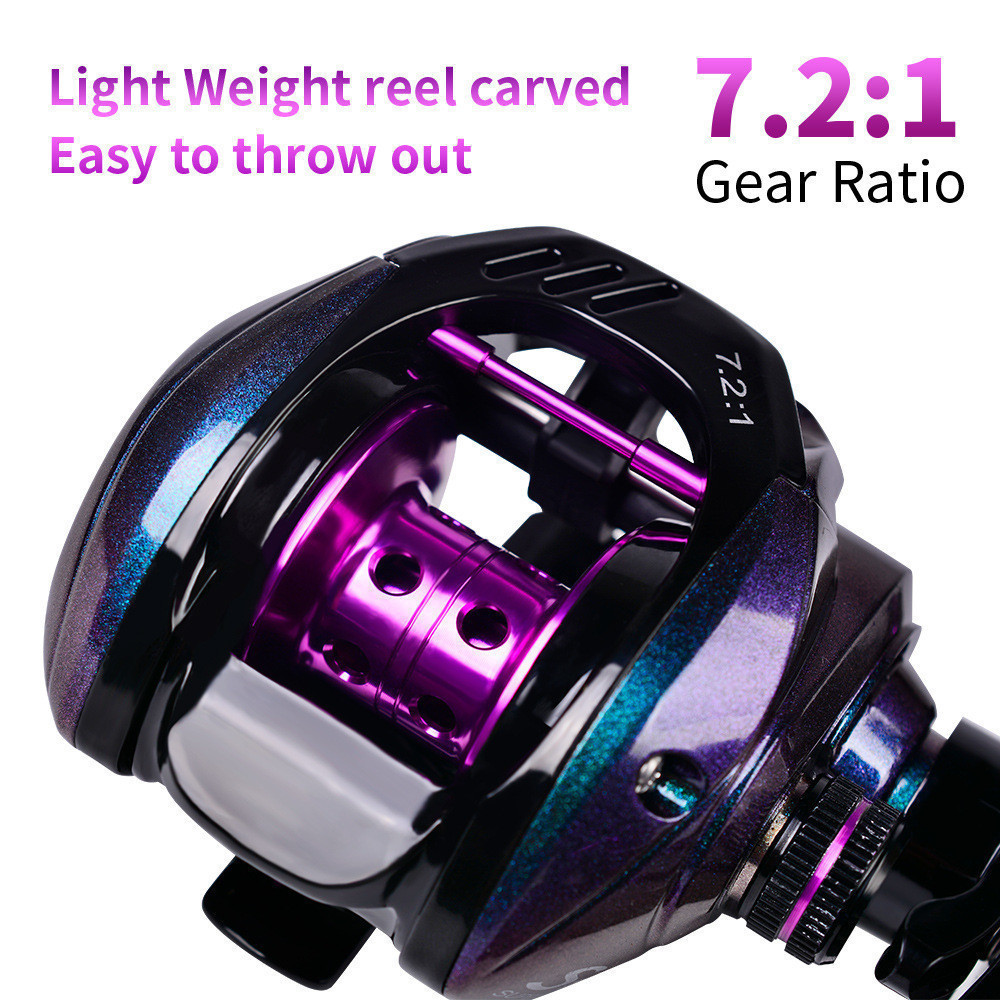 PROBEROS Reel Casting Fiberglass Body 7.2:1 Max Drag 10KG Baitcasting ...